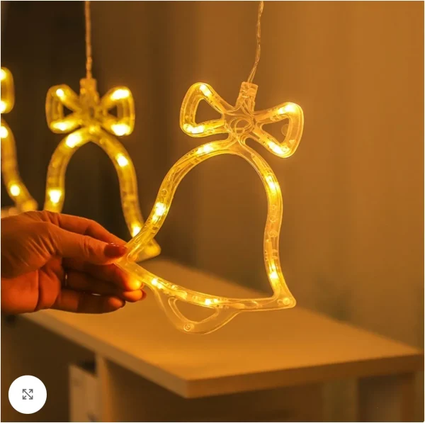 Instalație Luminoasă Crăciun cu 12 Fire, Steluțe și Clopoței LED ...